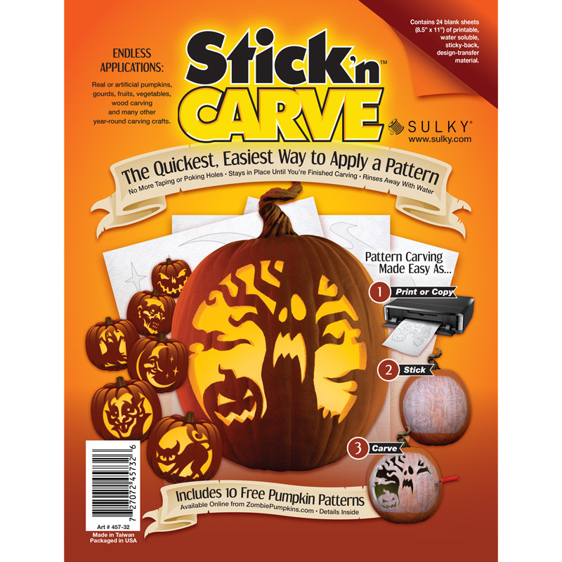 Stick ' n Carve - ProPack (24 Sheets) + 10 Free Pumpkin Patterns ...